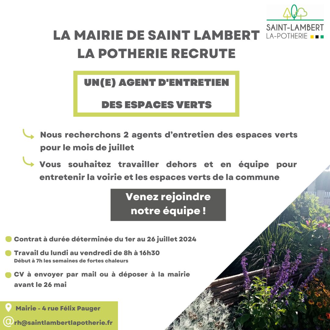Offre d'Emploi - Mairie de Saint Lambert la Potherie
